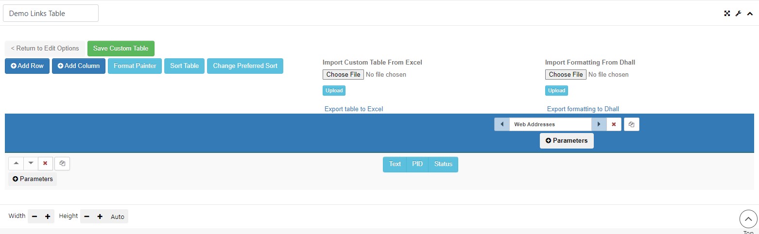 Custom Table: Links - OnPing Automation Platform